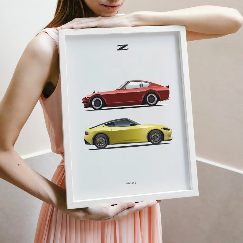 Nissan Fairlady Z X Datsun 280Z Car Poster, Hand Illustrated Wall Art ...