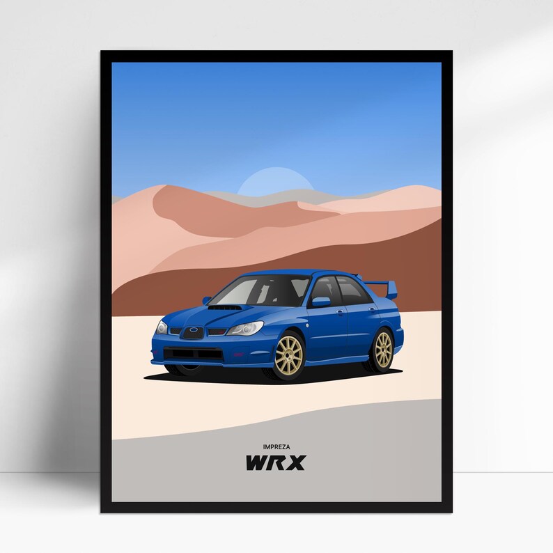 Subaru Impreza WRX STI Auto Poster, illustrierte Wand Kunst Druck ...