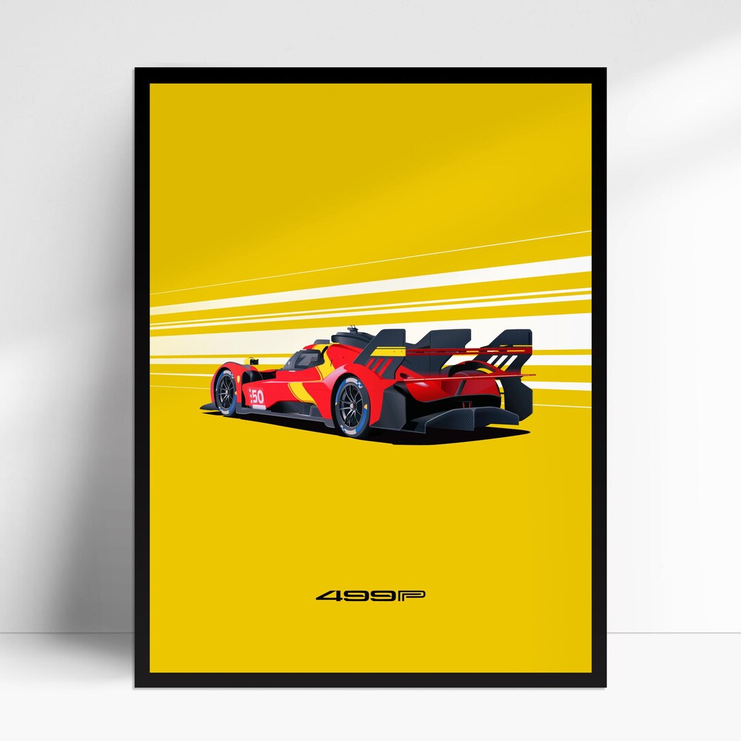 Ferrari 499p Hypercar Car Poster, Illustrated Wall Art Print, Decor ...