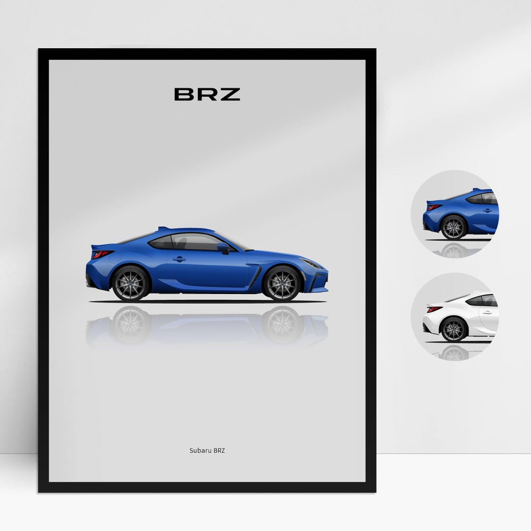 2022 Subaru BRZ Car Poster, Illustrated Wall Art Print, Decor Gift for ...