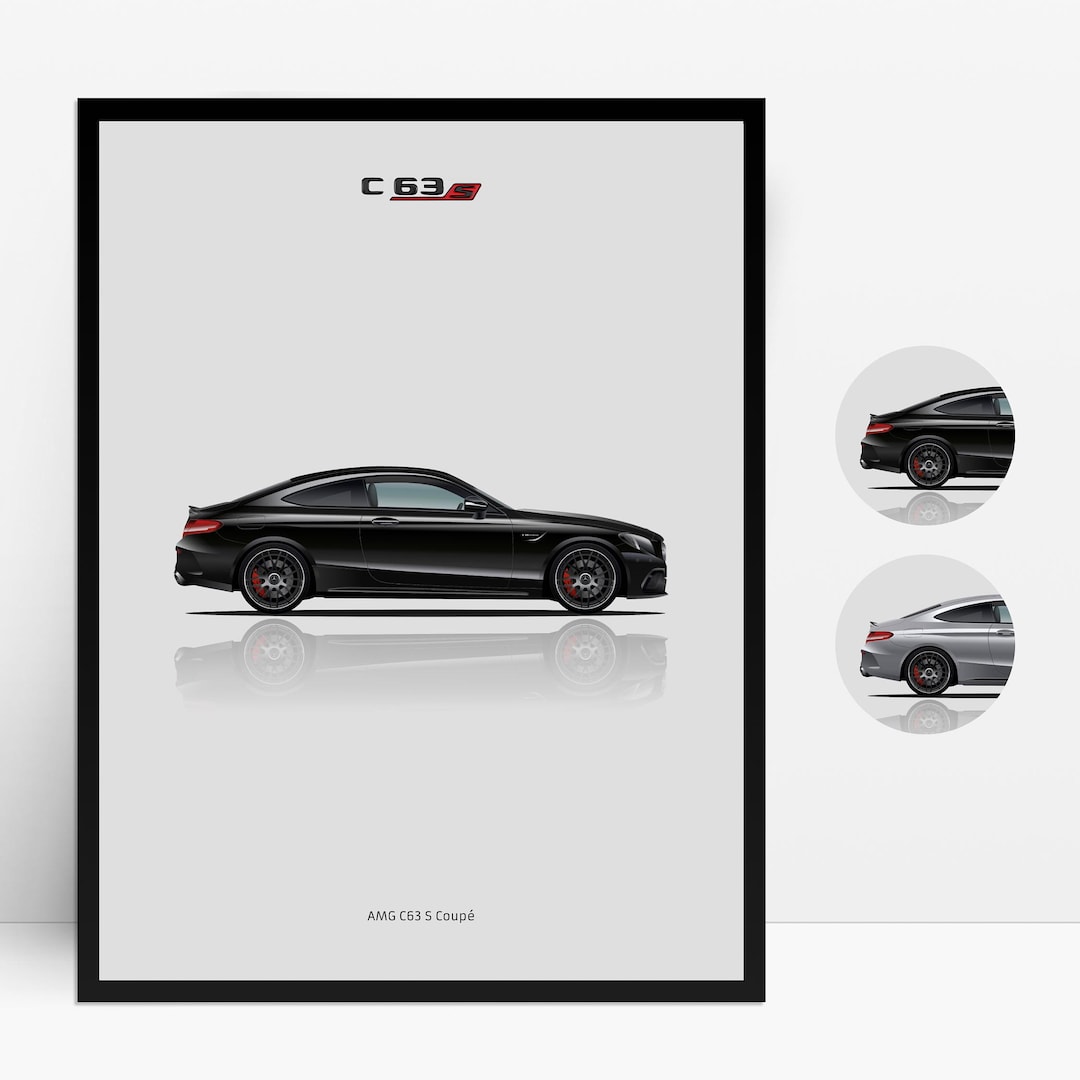 Mercedes-benz AMG C63s Car Poster, Illustrated Wall Art Print, Decor ...