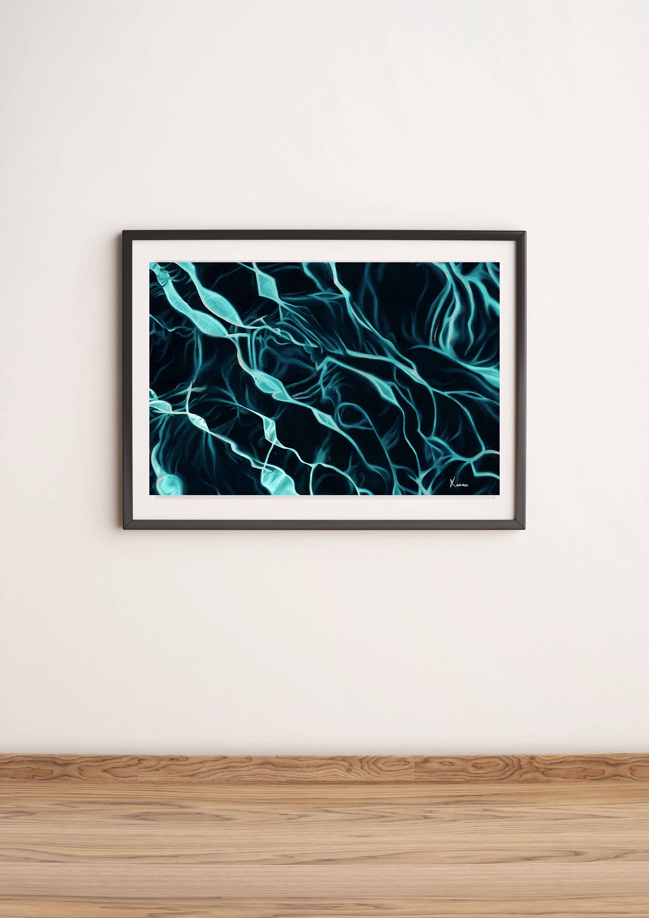 Surface Water Art Print, Based on Original Water Oil Painting, Blue ...