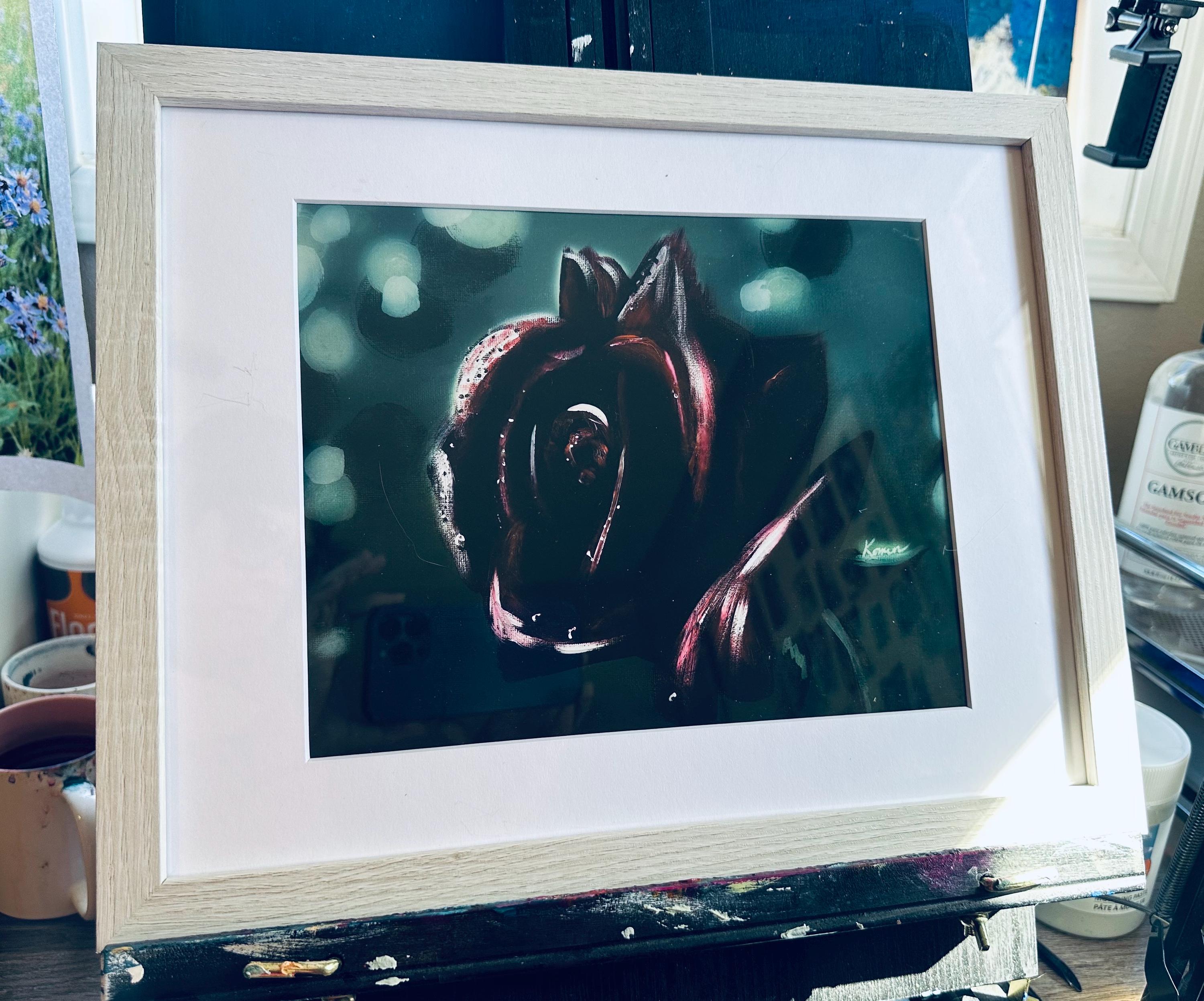 Dark Red Rose Art Print, Fine Art High Quality Print, From Original ...