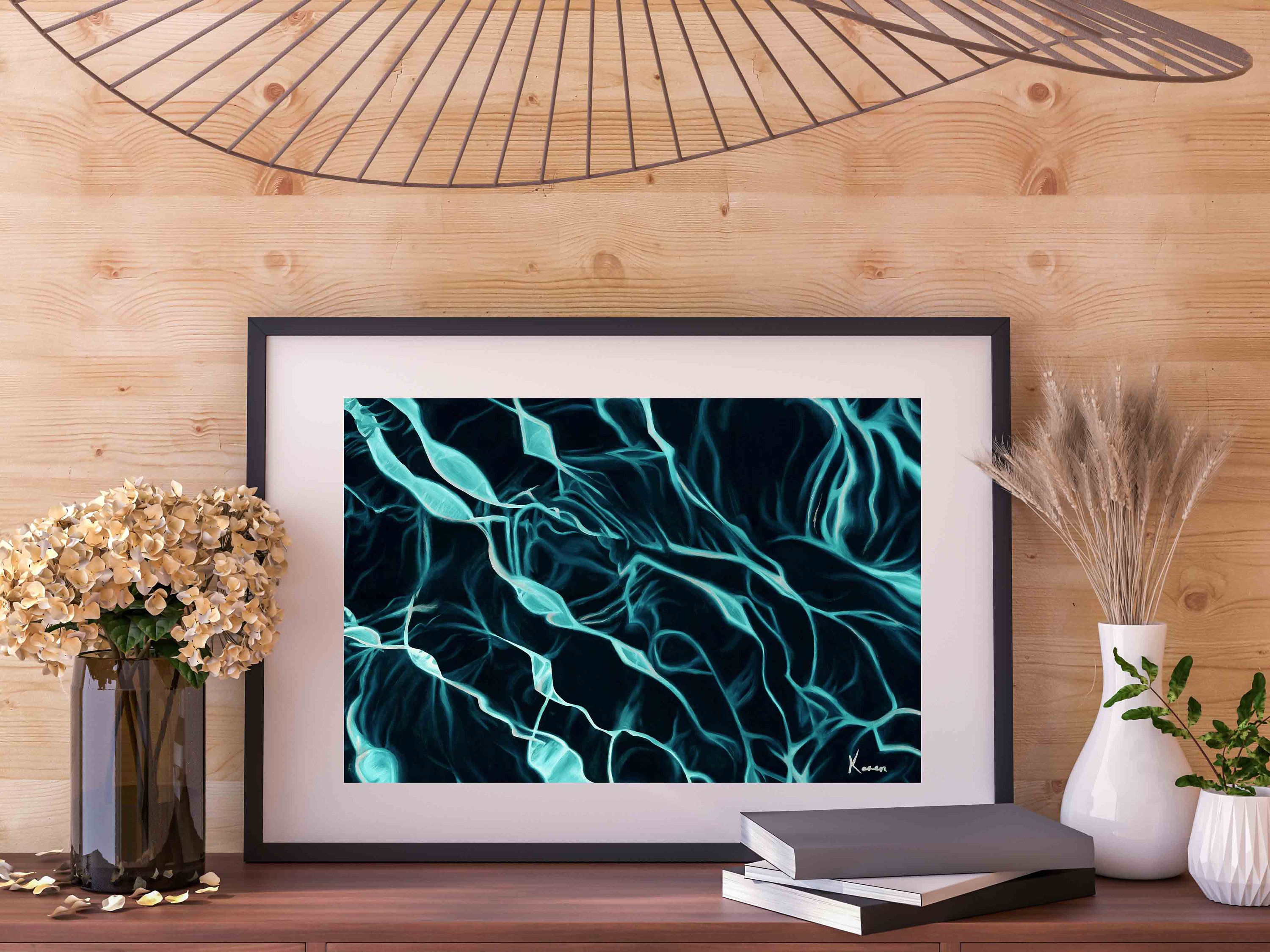 Surface Water Art Print, Based on Original Water Oil Painting, Blue ...