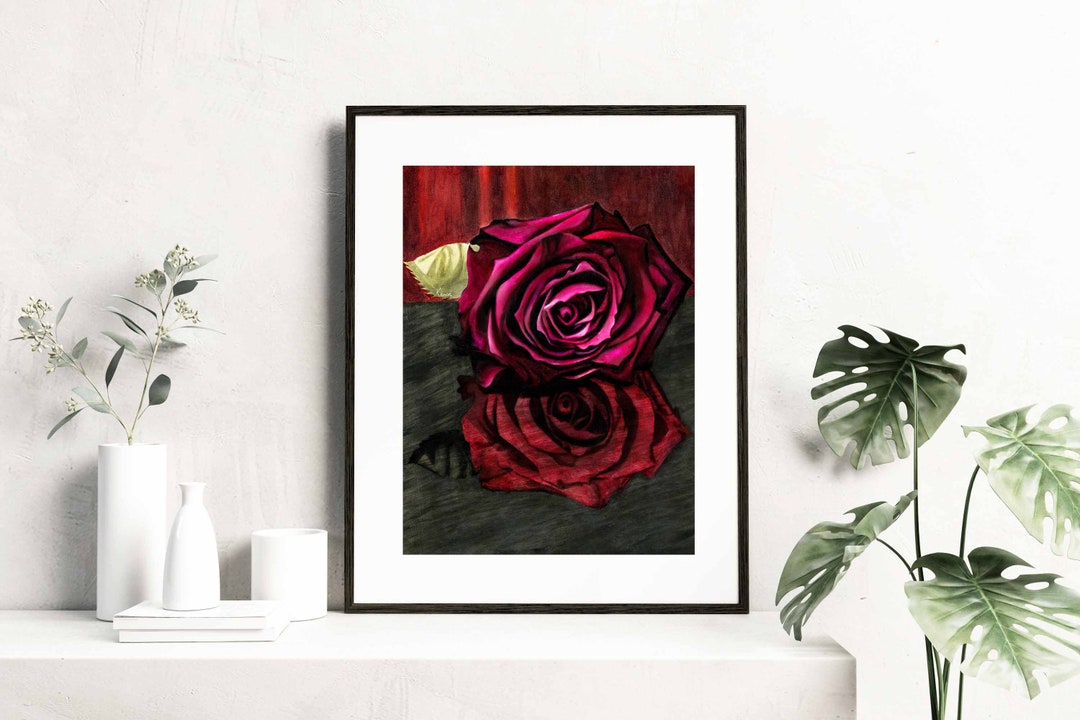 Red Rose Art Print, Based on Original Oil Floral Painting, Red Prints ...