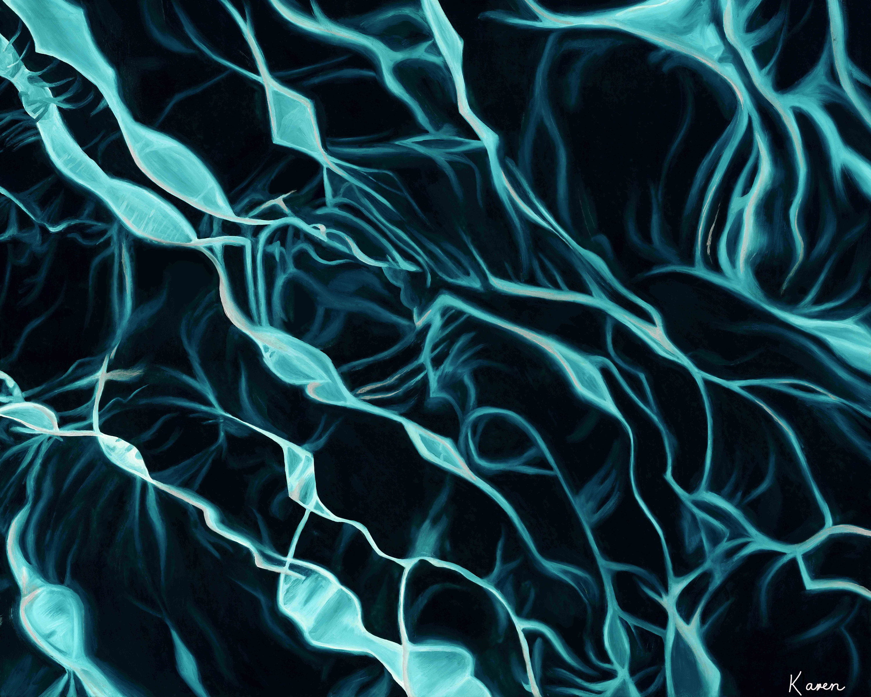 Surface Water Art Print, Based on Original Water Oil Painting, Blue ...