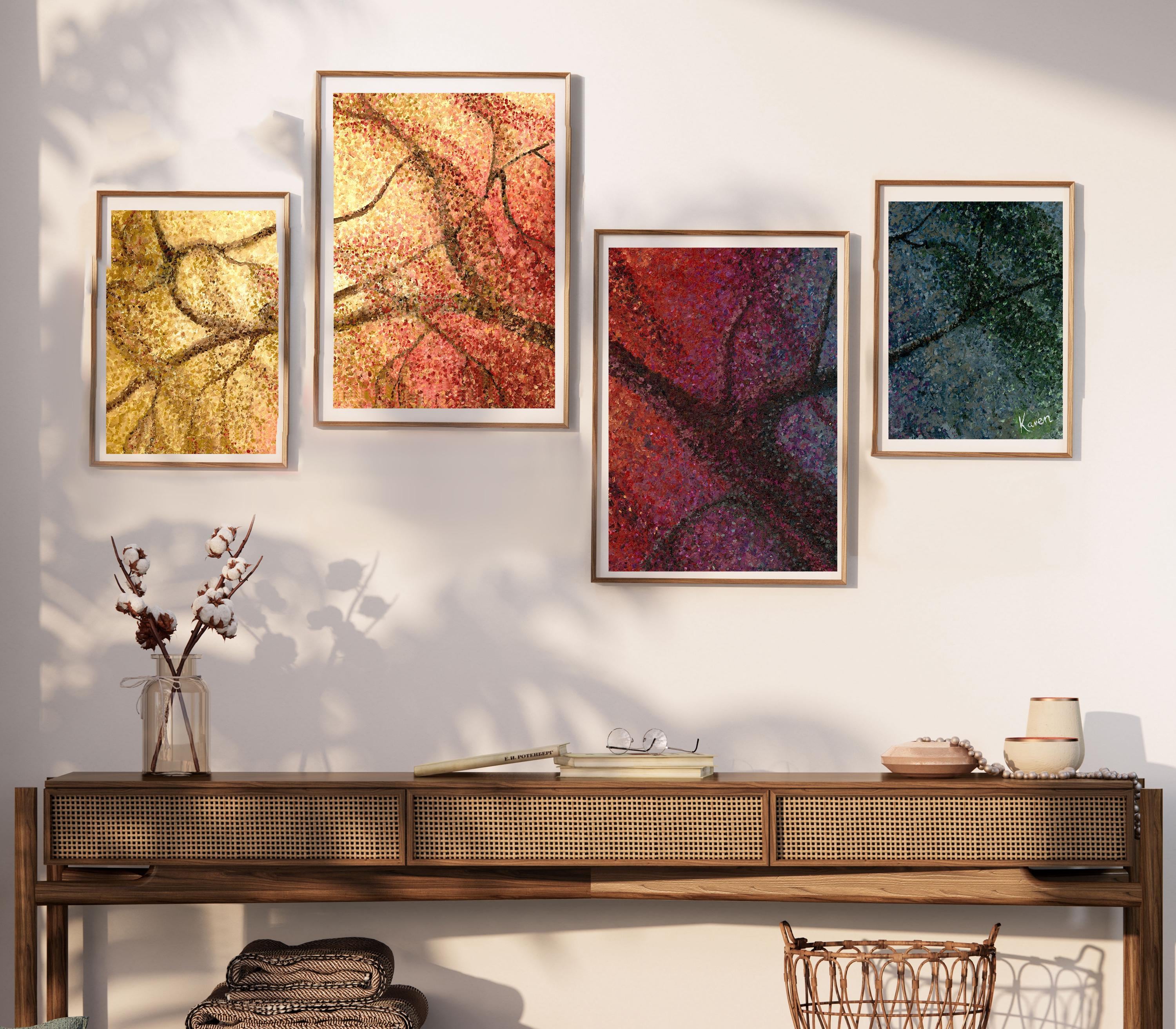 Colorful Tree Wall Art Print, Set of 4, Fine Art Print, From Original ...