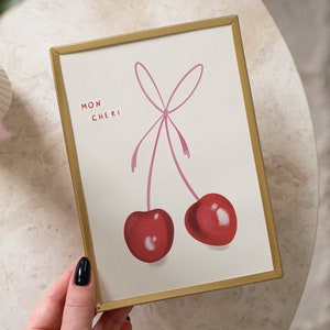 Mon Cheri Poster Pink Bow Poster, Coquette Wall Art, Printable Ma ...