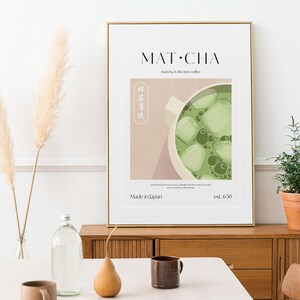 Matcha Latte Poster for Kitchen | Matcha Lover Gift | Retro Art Print ...