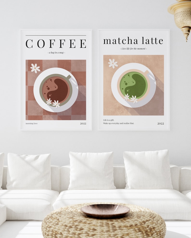Matcha and Coffee Poster Set of 2 | Matcha Print A5 A4 A3 | Aestetic ...
