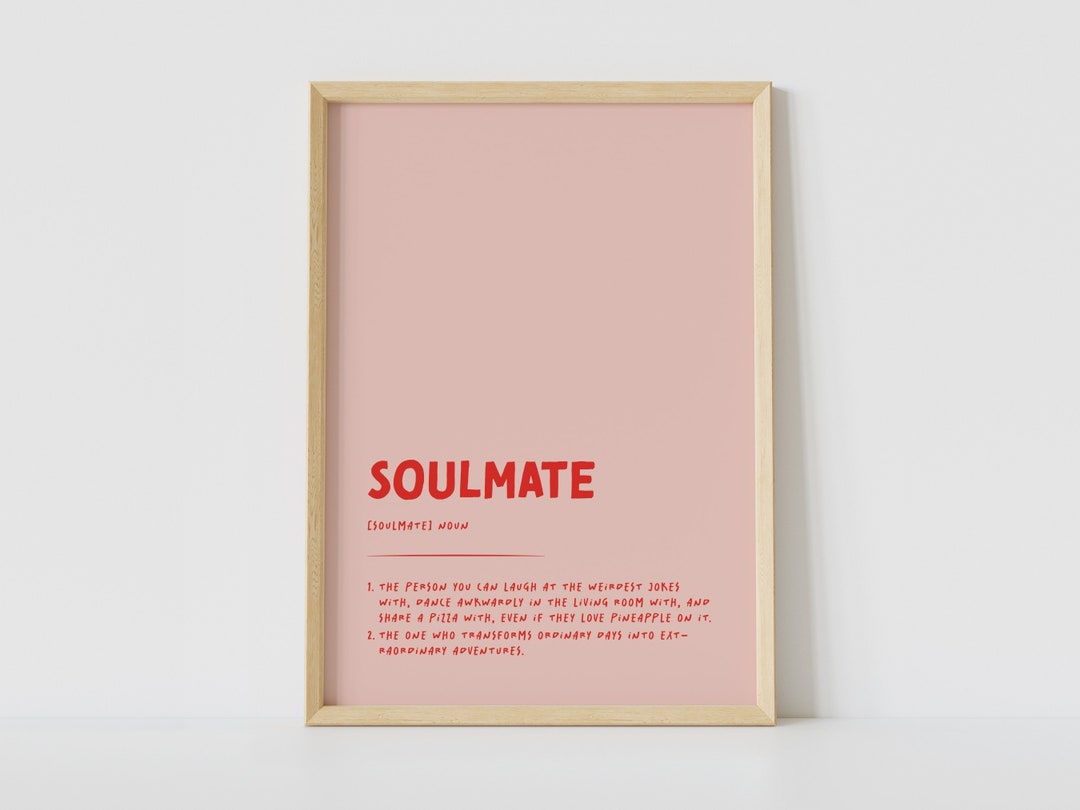Soulmate Definition Dictionary Page Print, Word Definition Print, Pink ...