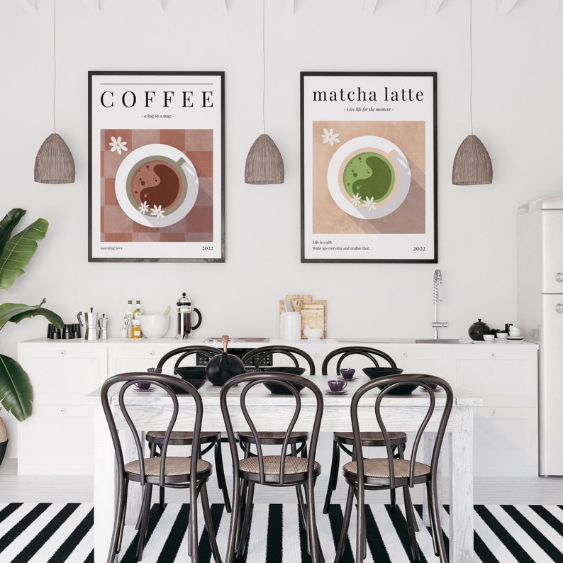 Matcha and Coffee Poster Set of 2 | Matcha Print A5 A4 A3 | Aestetic ...