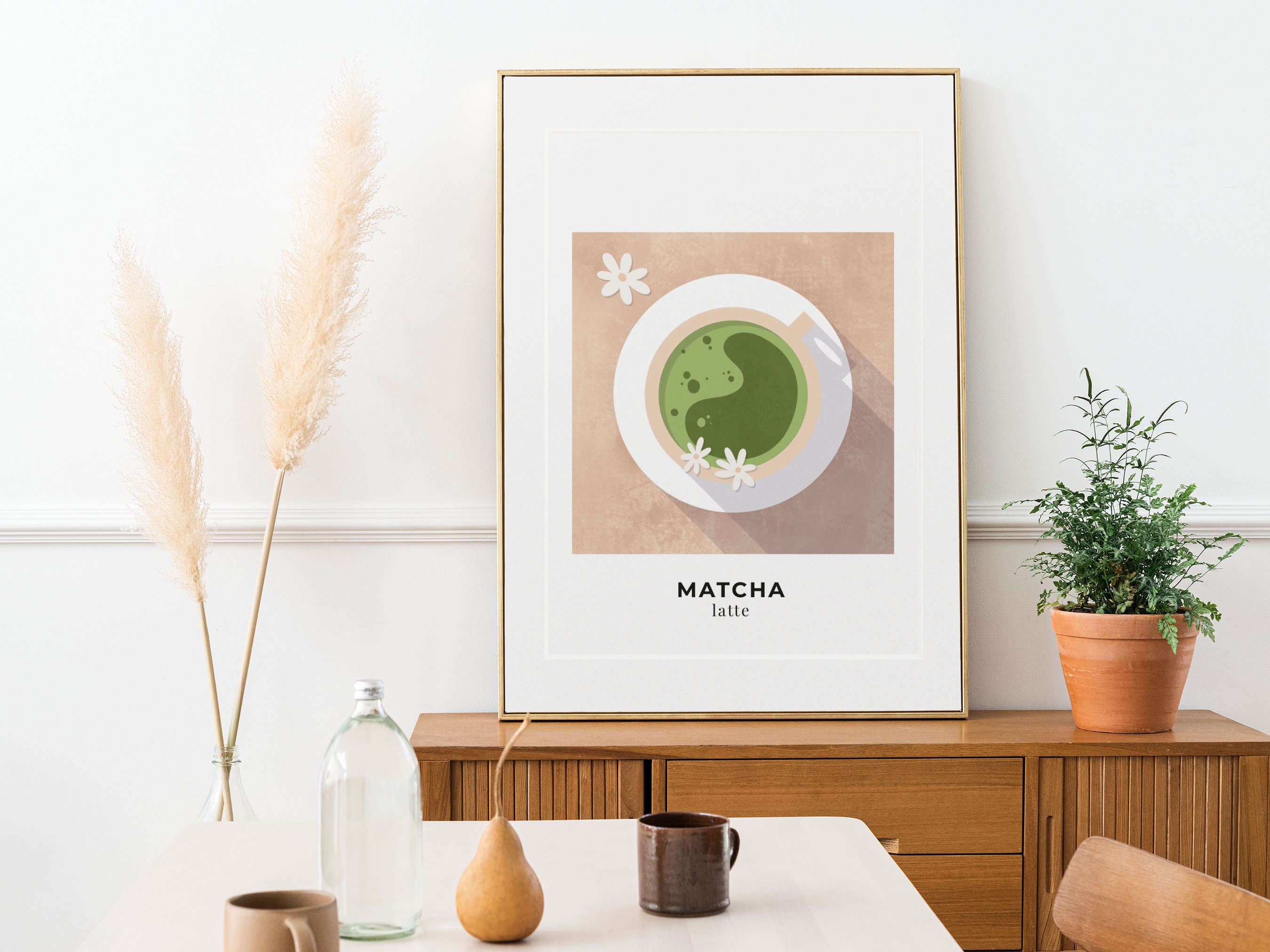 Matcha Poster for Kitchen Modern Matcha Lover Gift Retro Minimal Matcha ...