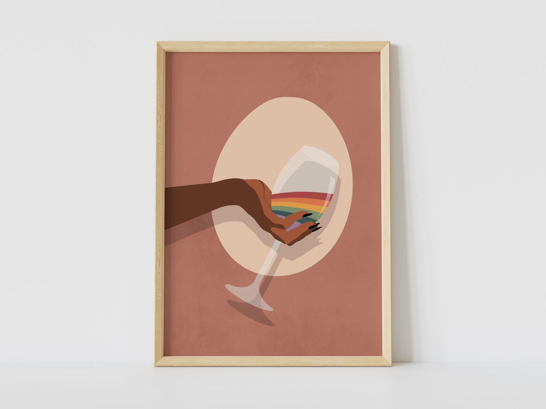 Pride Poster | LGBTQ Art Prints Din A5 A4 A3, Rainbow Wine Glas ...