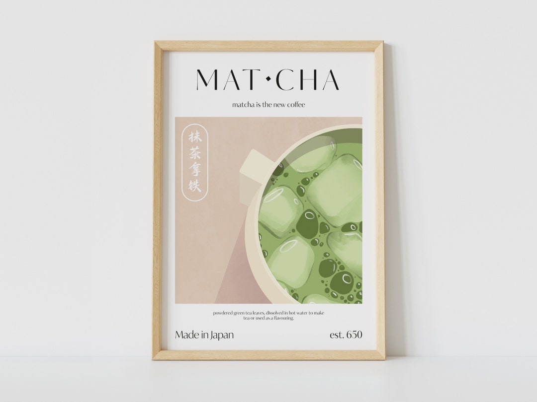 Matcha Latte Poster for Kitchen | Matcha Lover Gift | Retro Art Print ...