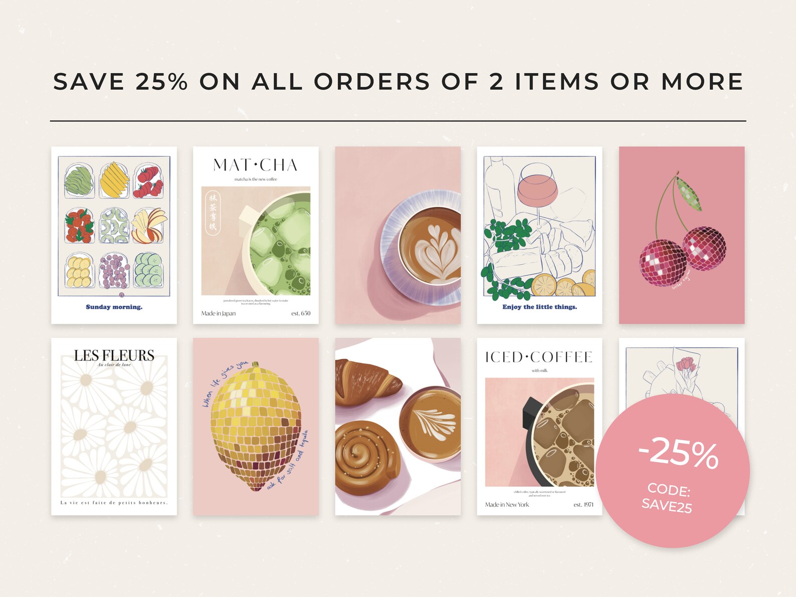 Colorful Matcha Latte Poster | Digital Download Printable | A3 A4 A5 ...