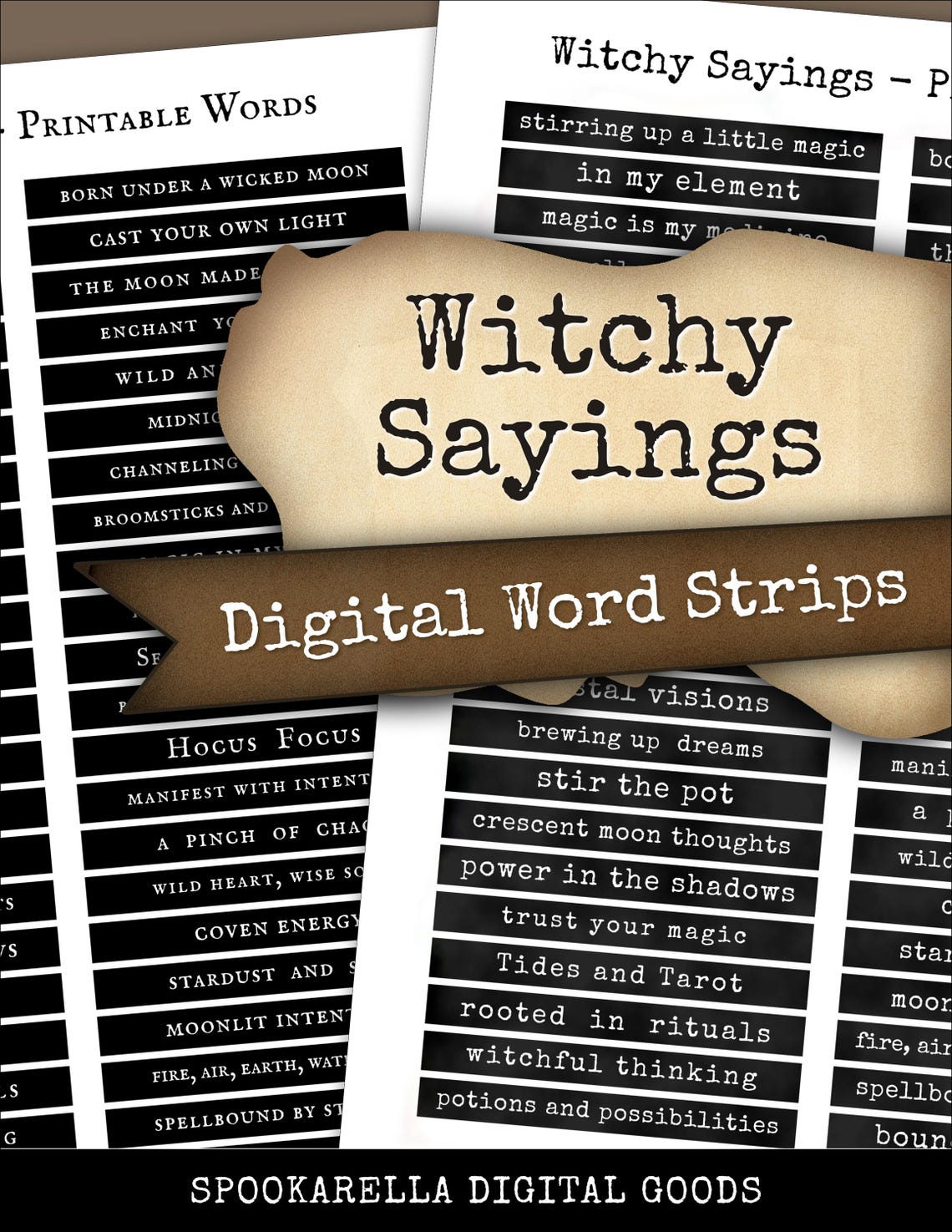 Witchy Sayings Printable Words | 2 Fonts | Digital Download for Junk ...