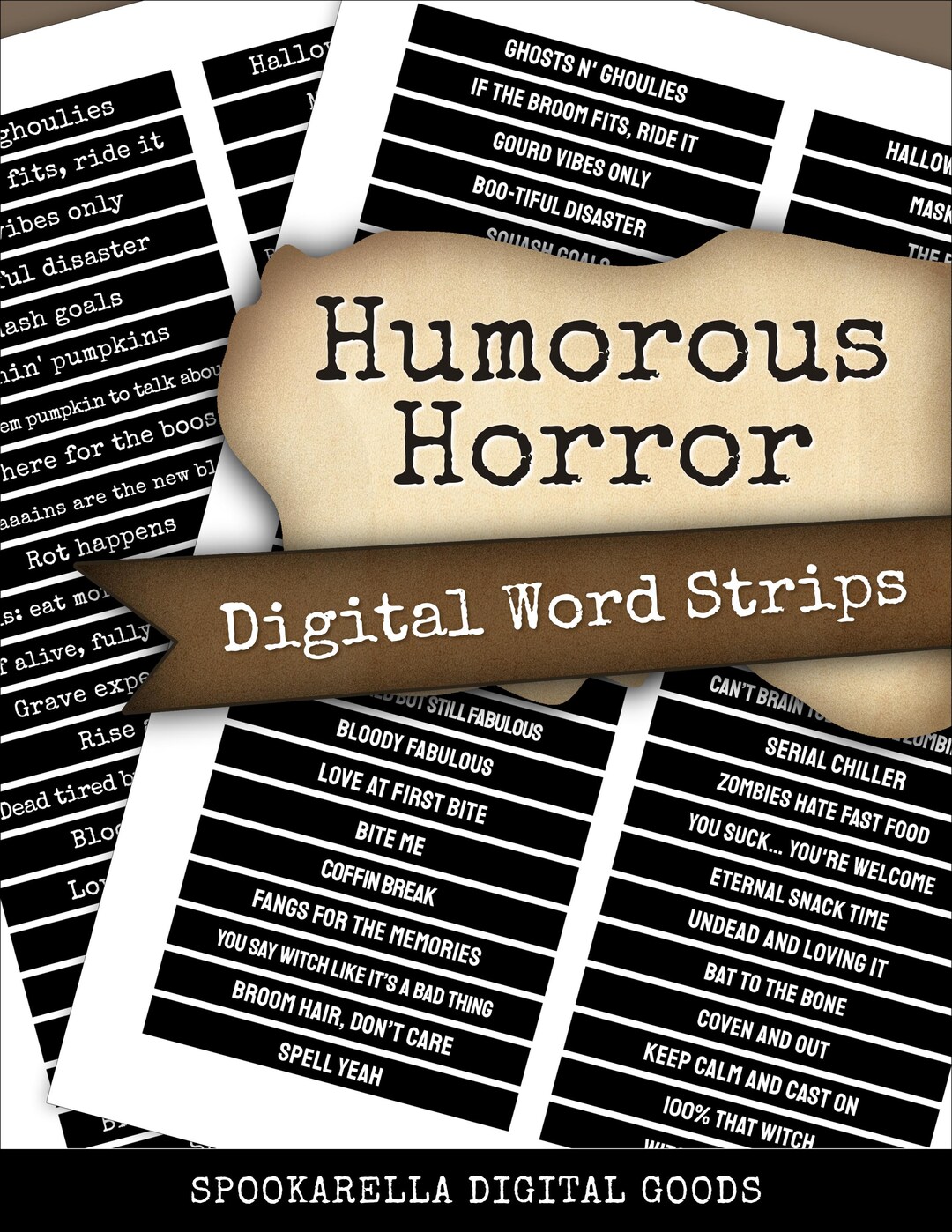Halloween Word Strips Printable | Funny Horror Quotes for Junk Journals ...
