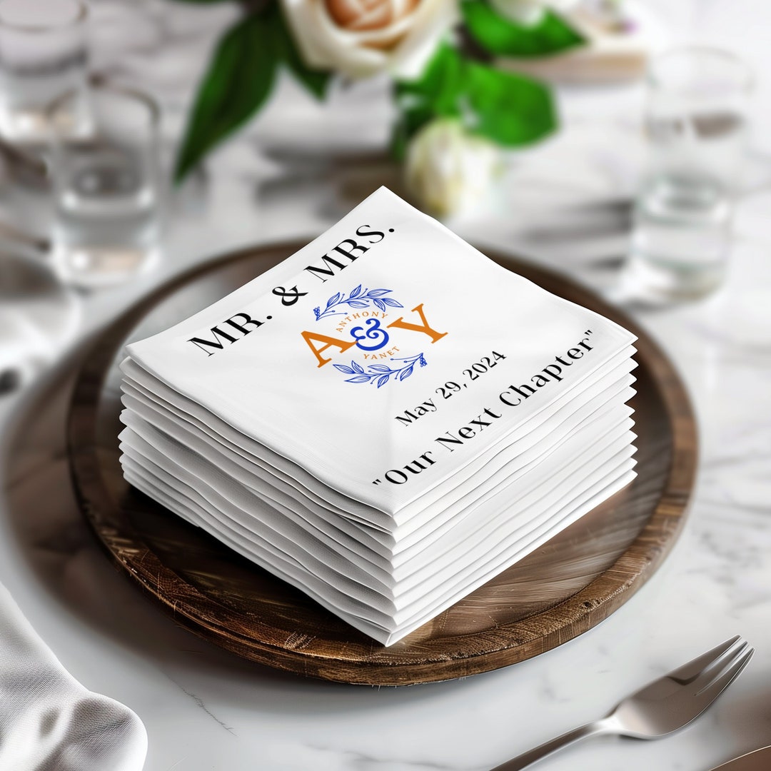Personalized Wedding Napkin Mr. and Mrs. Custom Names Date Our Next ...