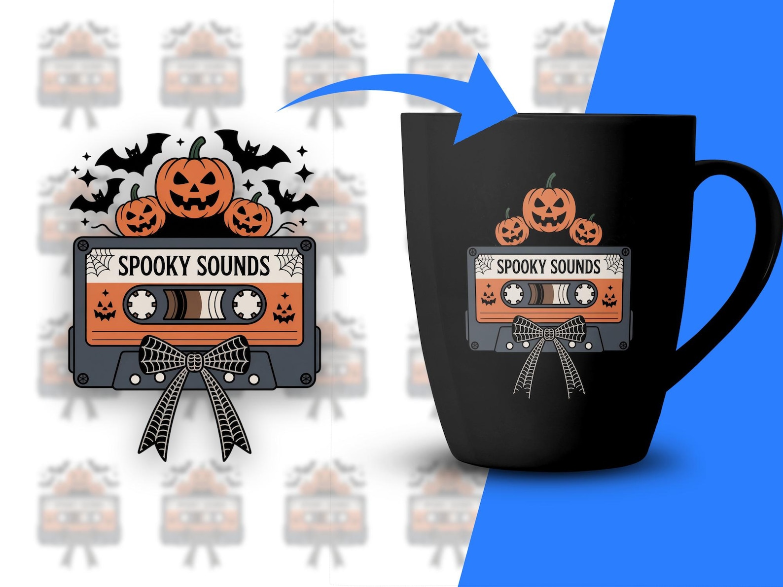 Spooky Sounds Cassette Tape PNG: Retro Halloween Graphic (digital ...