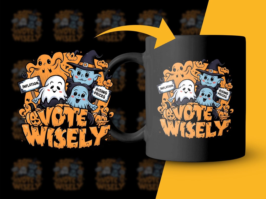 Halloween Vote Wisely Digital Art for Election Decor, Ghost and Pumpkin ...