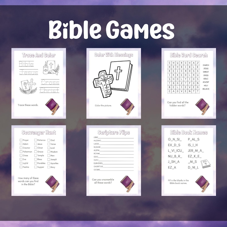 12 Bible Games Printable Games Plus Answer Keys! | Bible Planner | Book ...