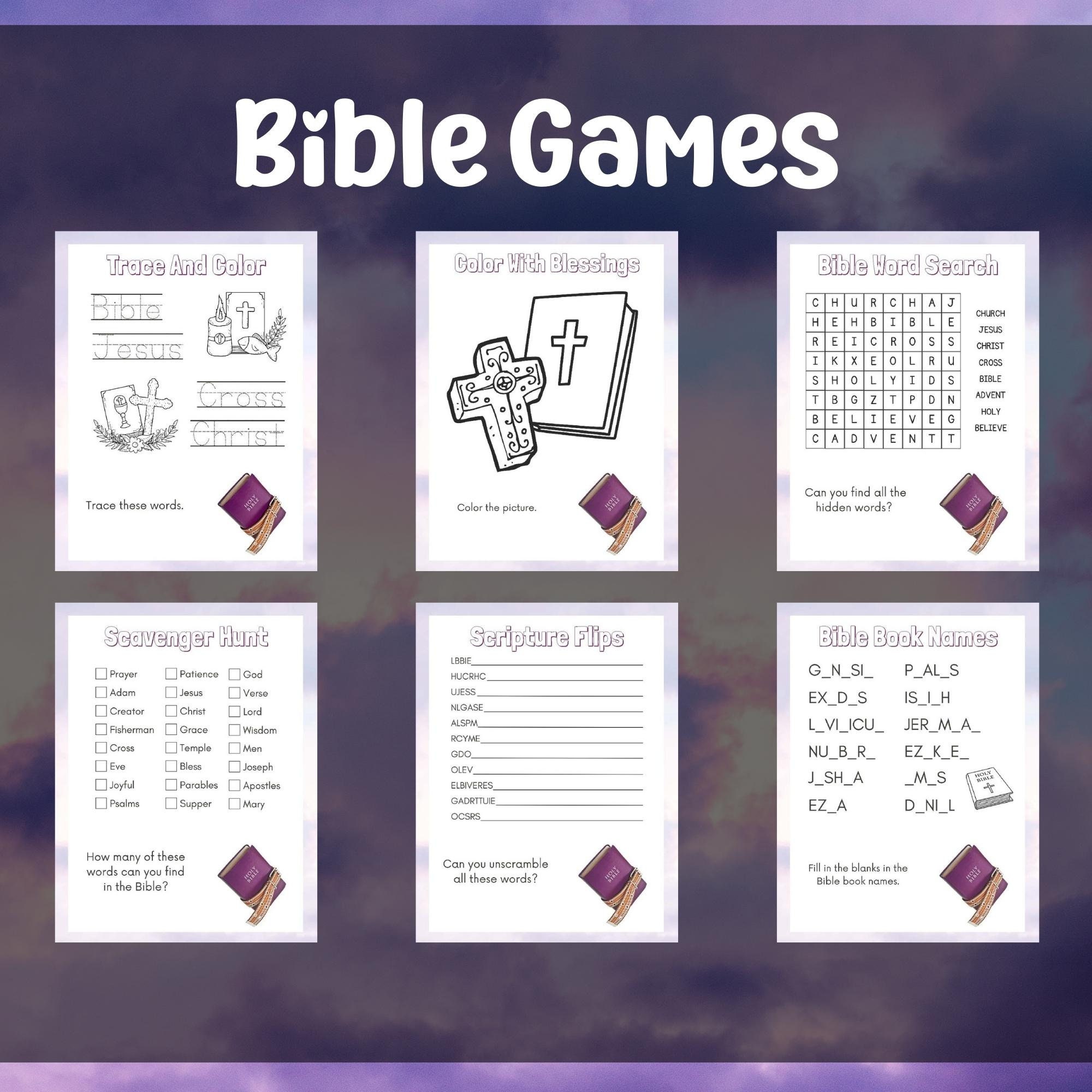 12 Bible Games Printable Games Plus Answer Keys! | Bible Planner | Book ...
