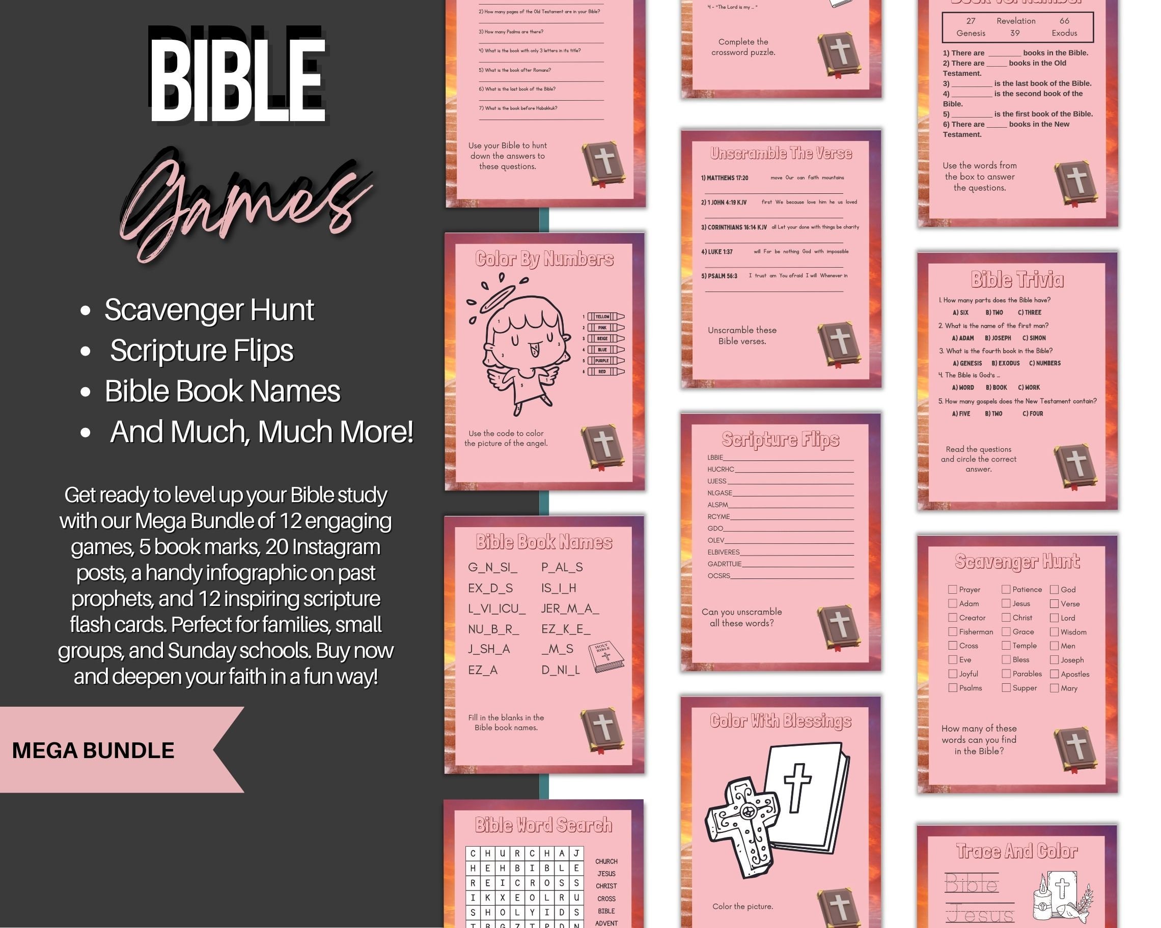 Bible Games MEGA Bundle Printable Games Plus Answer Keys! | 15-page ...