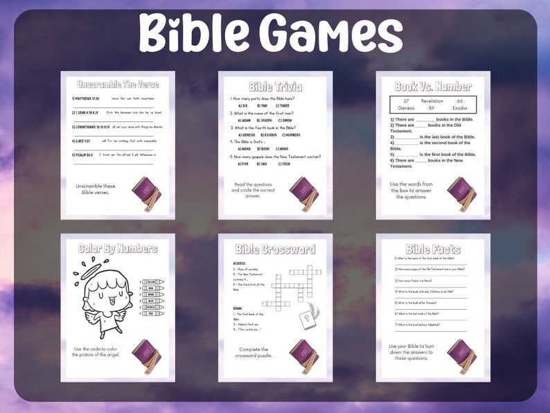 12 Bible Games Printable Games Plus Answer Keys Bible - Etsy