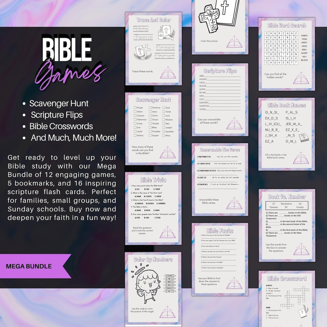 Bible Games Mega Bundle: 12 PRINTABLE Activities - Trivia, Crossword ...