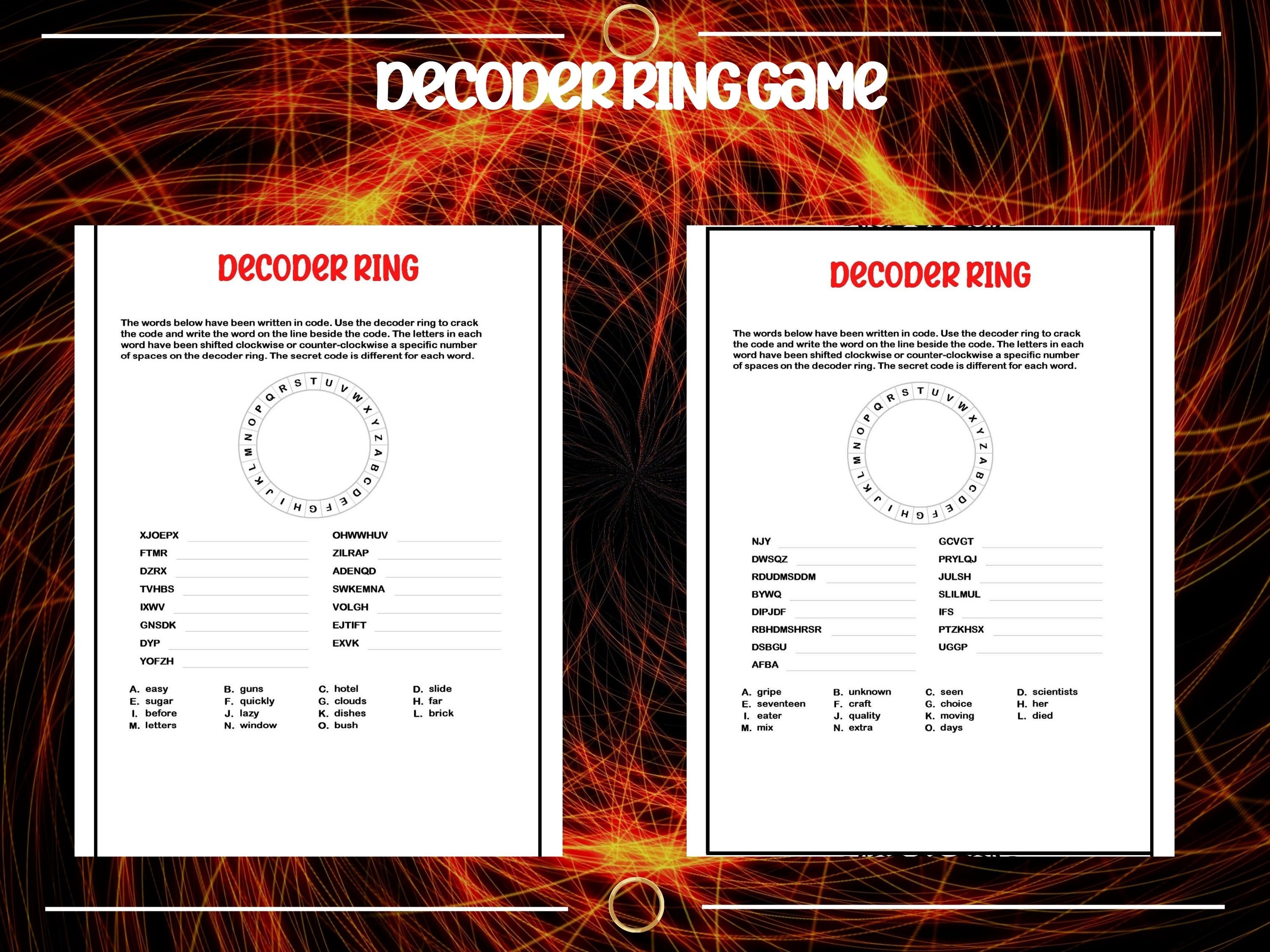 Printable Decoder Ring Game Puzzle Game for Everyone Can You Figure It ...