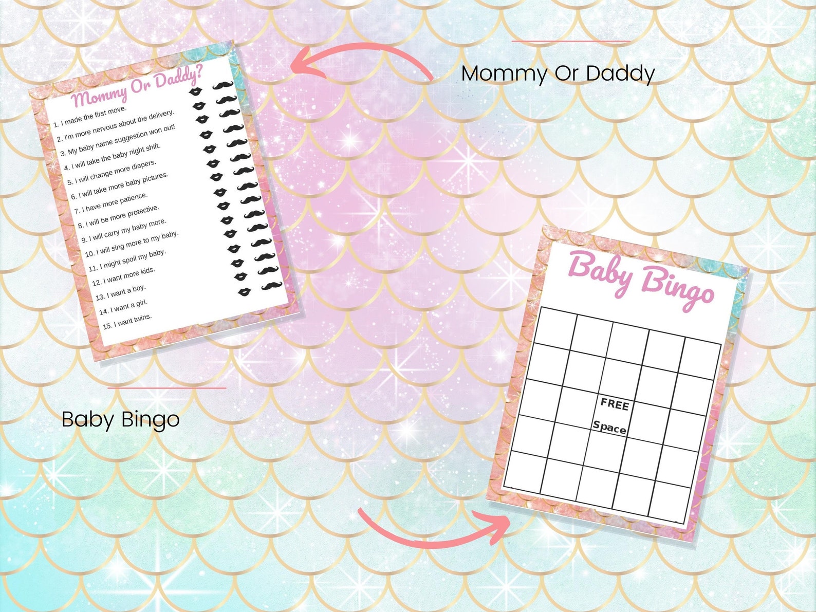 14 Baby Shower Games Cute Mermaid Baby Shower Games Bundle - Etsy