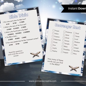 12 PRINTABLE Bible Games Bundle, Bible Scavenger Hunt Games, Bible ...