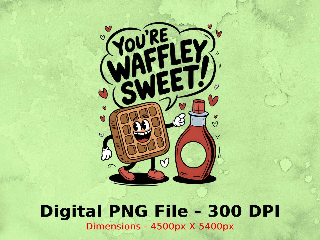 Funny Breakfast Poster, Waffley Sweet Digital Print, Cute Kitchen Decor ...