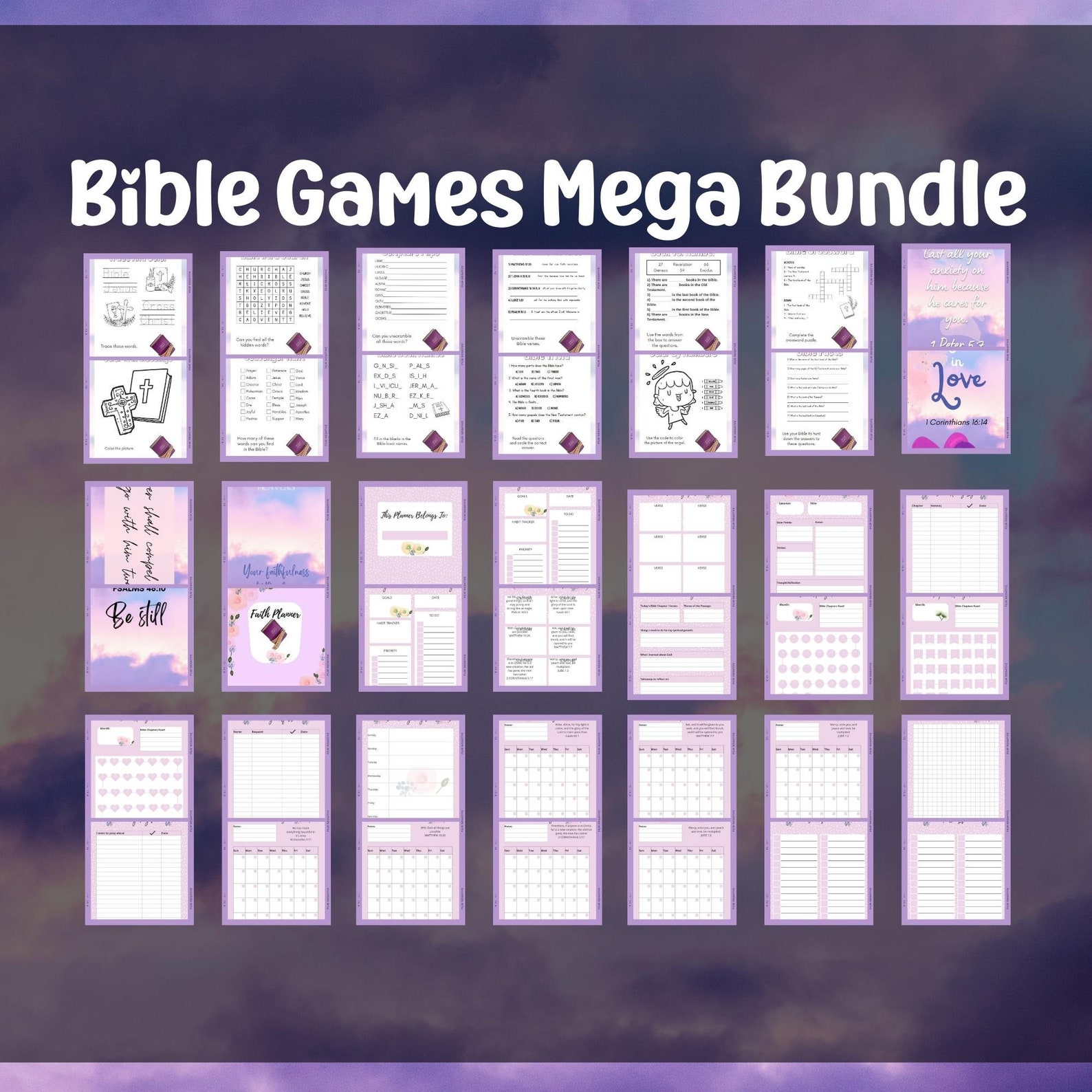 12 Bible Games Printable Games Plus Answer Keys! | Bible Planner | Book ...