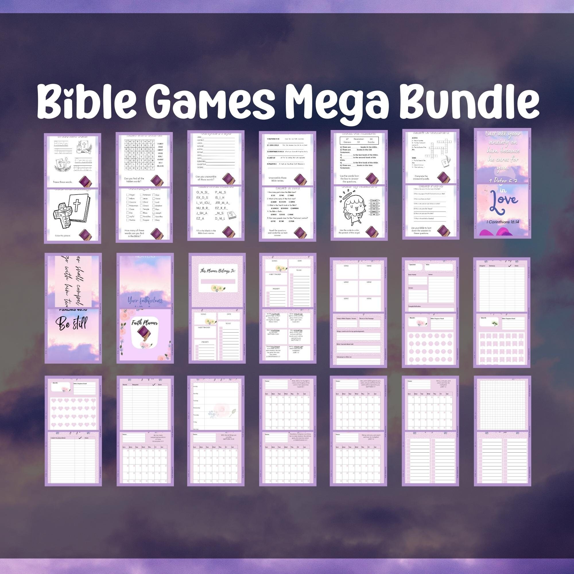 12 Bible Games Printable Games Plus Answer Keys! | Bible Planner | Book ...