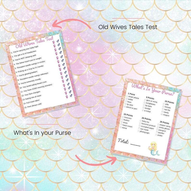 14 Baby Shower Games, Cute Mermaid Baby Shower Games Bundle, Download ...