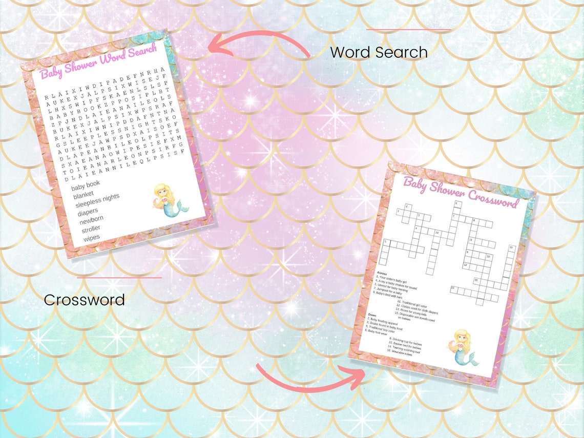 14 Baby Shower Games Cute Mermaid Baby Shower Games Bundle - Etsy