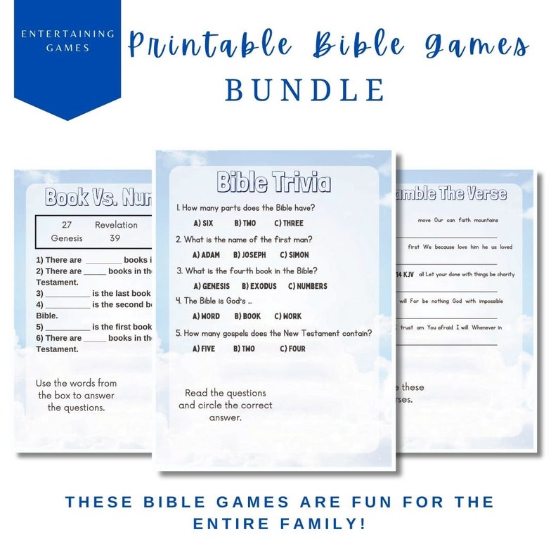 Printable Bible Games Mega Bundle: Bible Trivia, Word Search, Crossword ...