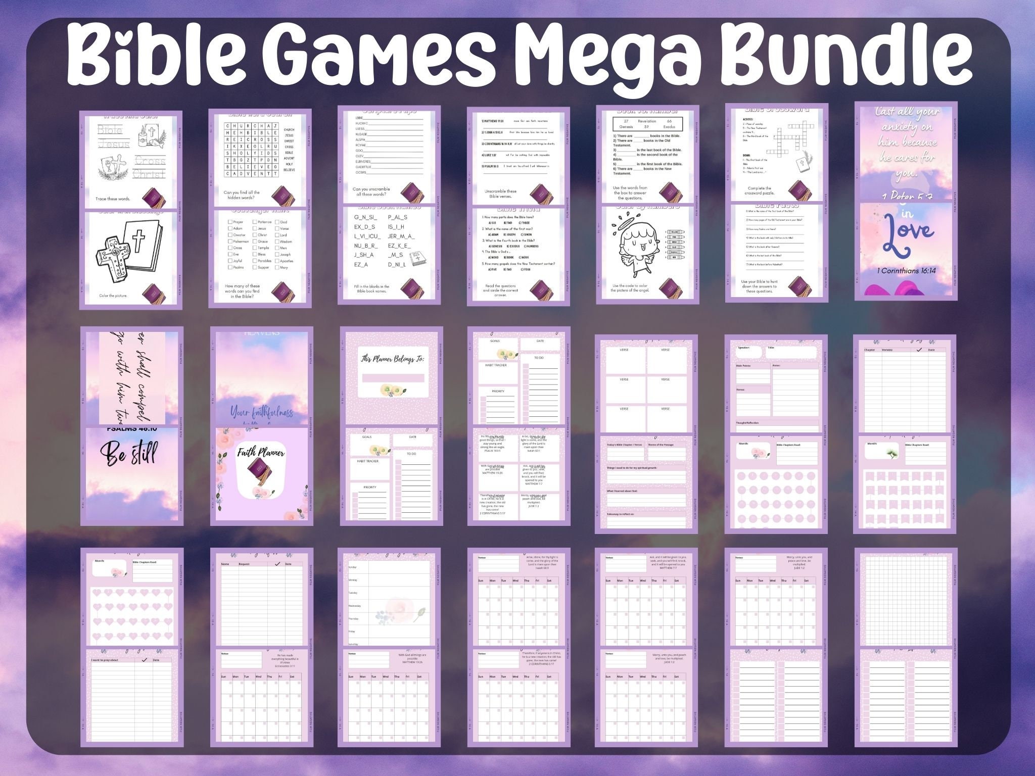 12 Bible Games Printable Games Plus Answer Keys Bible - Etsy