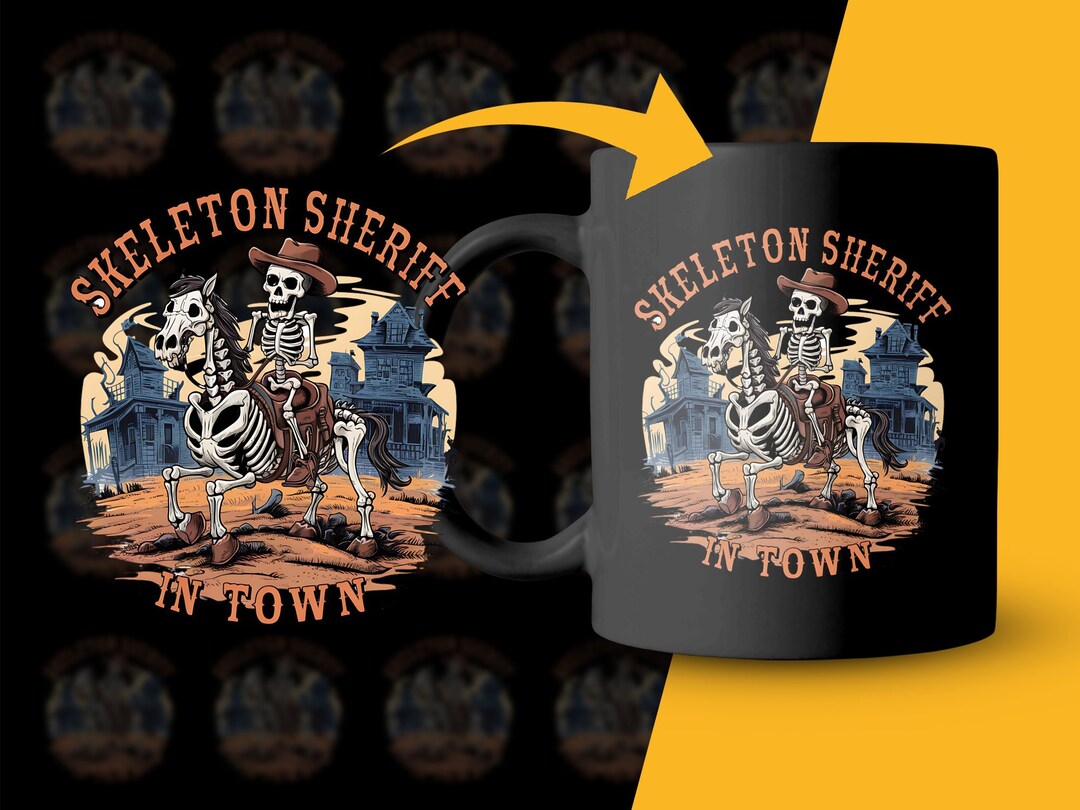 Skeleton Sheriff Digital Art Print, Old West Skeleton Sheriff on ...