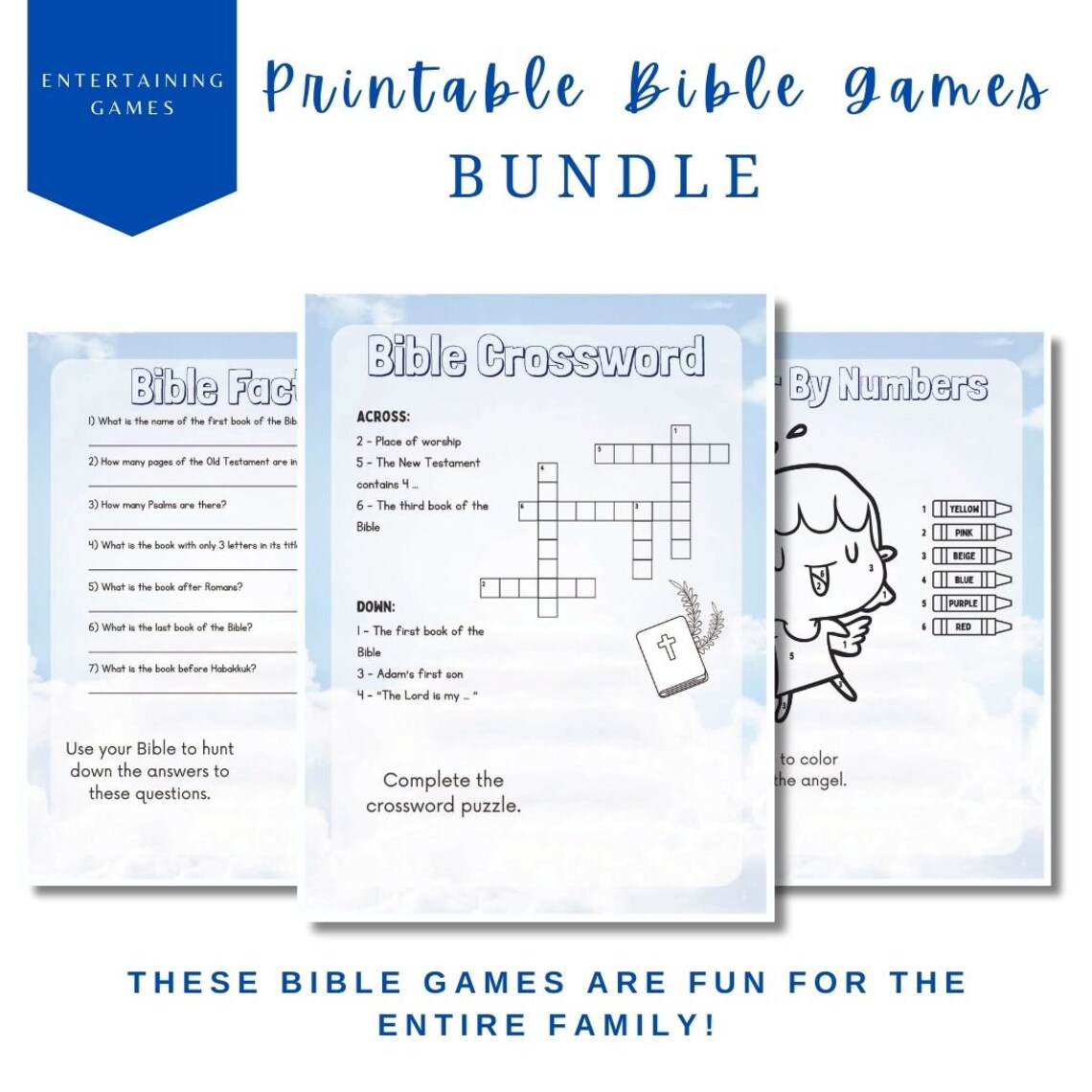 Printable Bible Games Mega Bundle: Bible Trivia, Word Search, Crossword ...