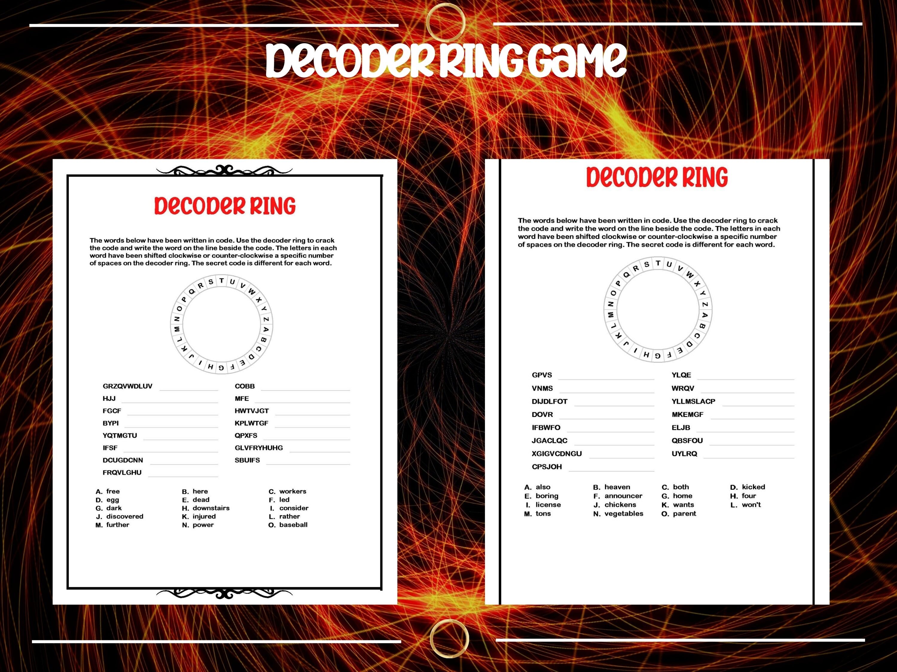 Printable Decoder Ring Game Puzzle | Game for Everyone | Can You Figure ...