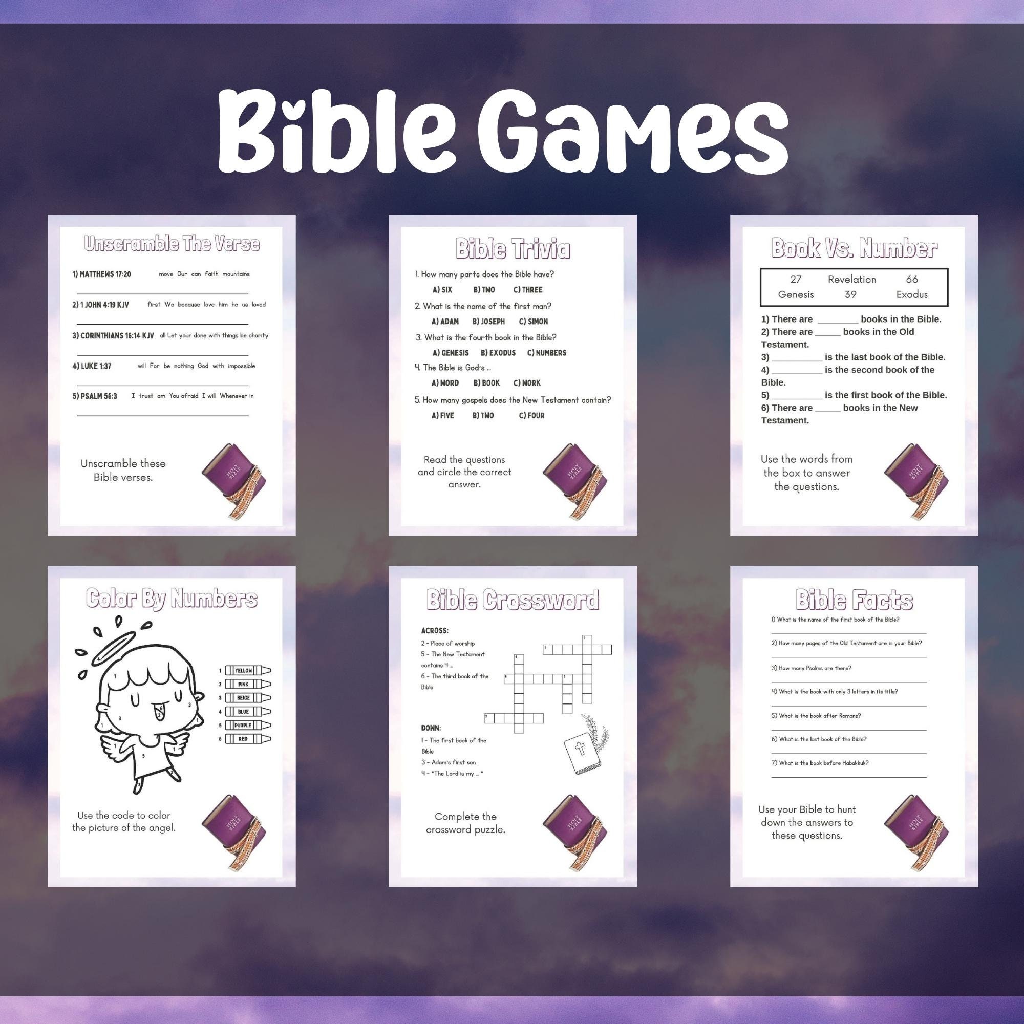 12 Bible Games Printable Games Plus Answer Keys! | Bible Planner | Book ...