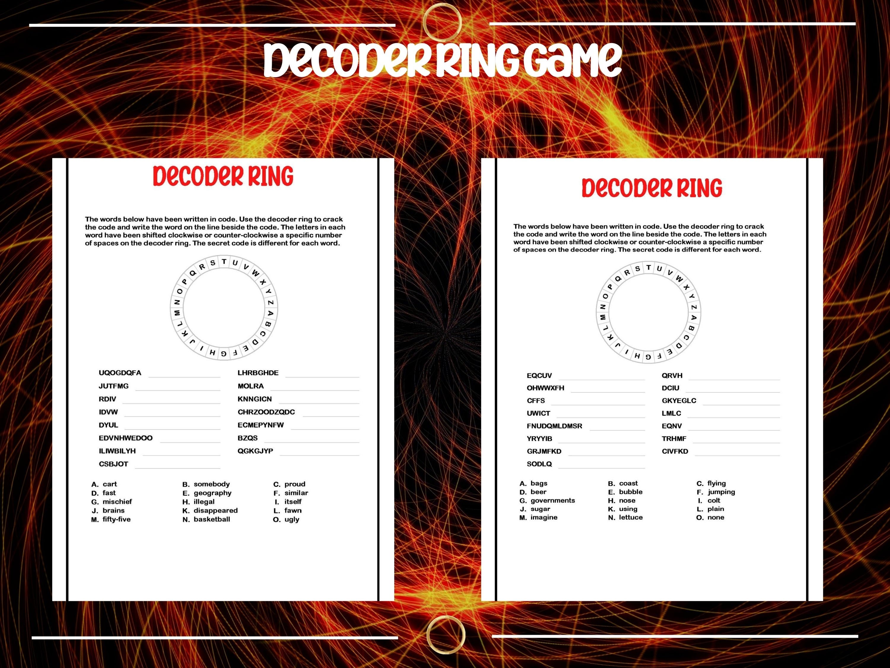 Printable Decoder Ring Game Puzzle | Game for Everyone | Can You Figure ...