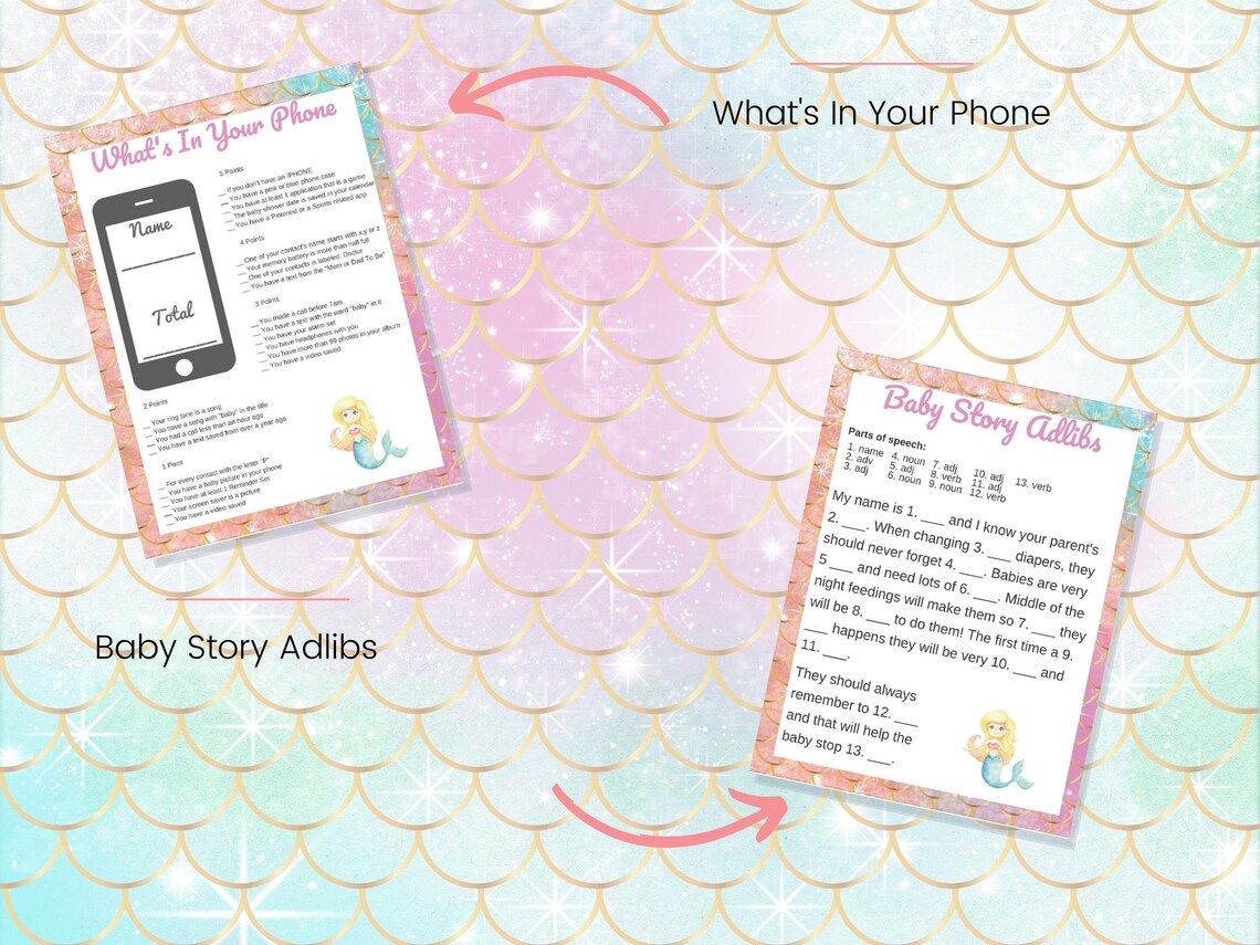 14 Baby Shower Games Cute Mermaid Baby Shower Games Bundle - Etsy