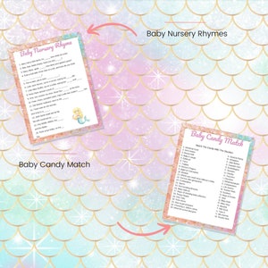14 Baby Shower Games, Cute Mermaid Baby Shower Games Bundle, Download ...