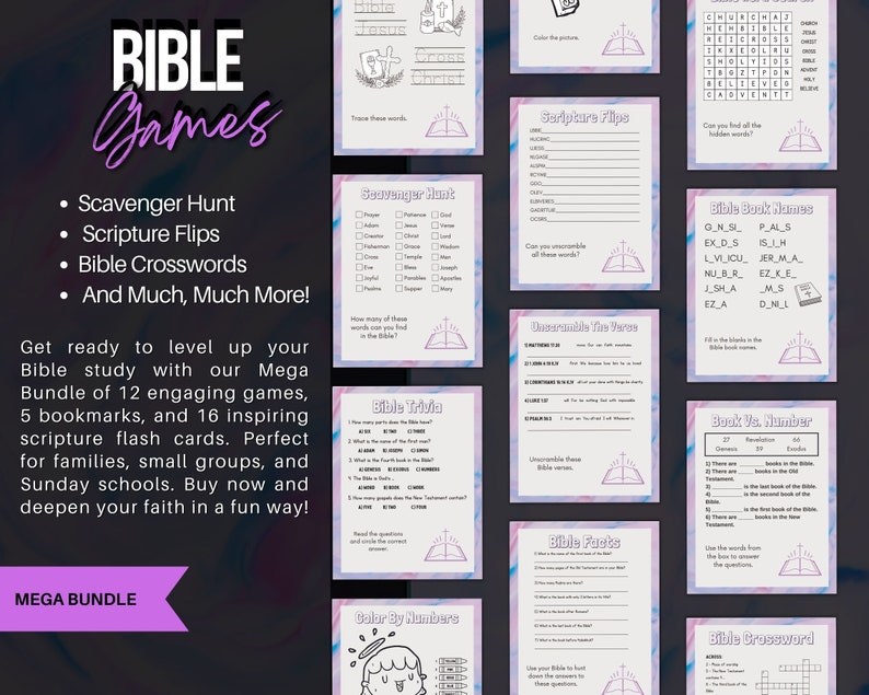Bible Games Mega Bundle: 12 PRINTABLE Activities Trivia - Etsy