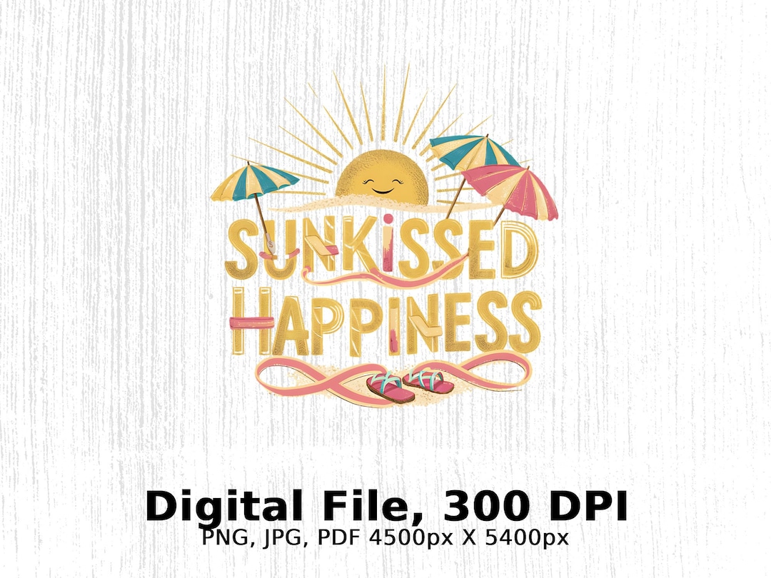 Exclusive Sunkissed Happiness Digital Print, Summer Beach Sun ...