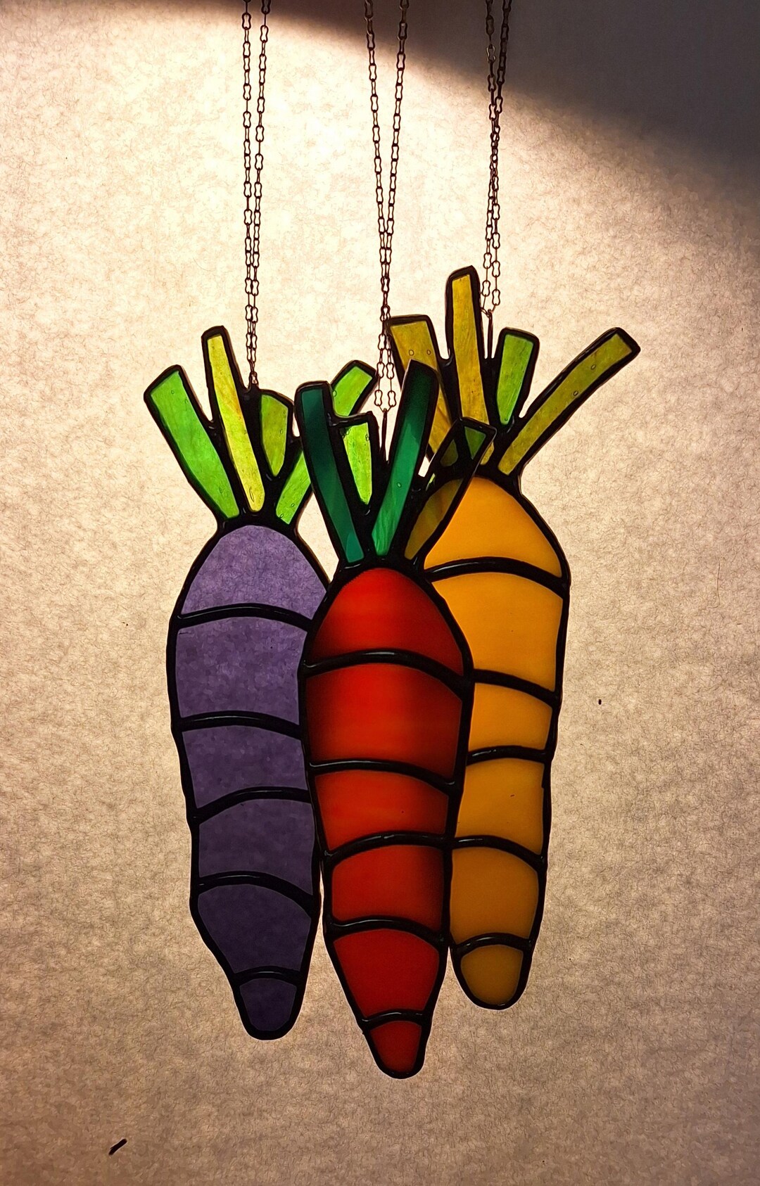 Stained Glass, Suncatcher Vegetable Garden Patch, Carrot, Orange ...
